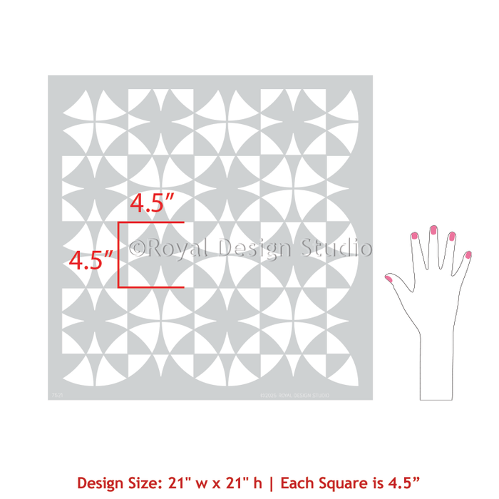 Large Tile Stencil for Painted Pattern on Concrete Floors