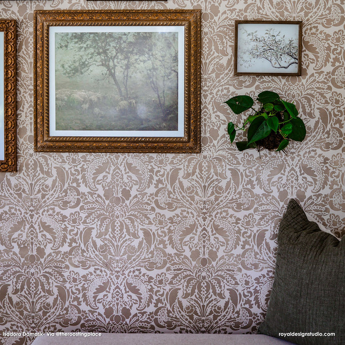 Large Damask Wall Stencils - DIY Wallpaper Look