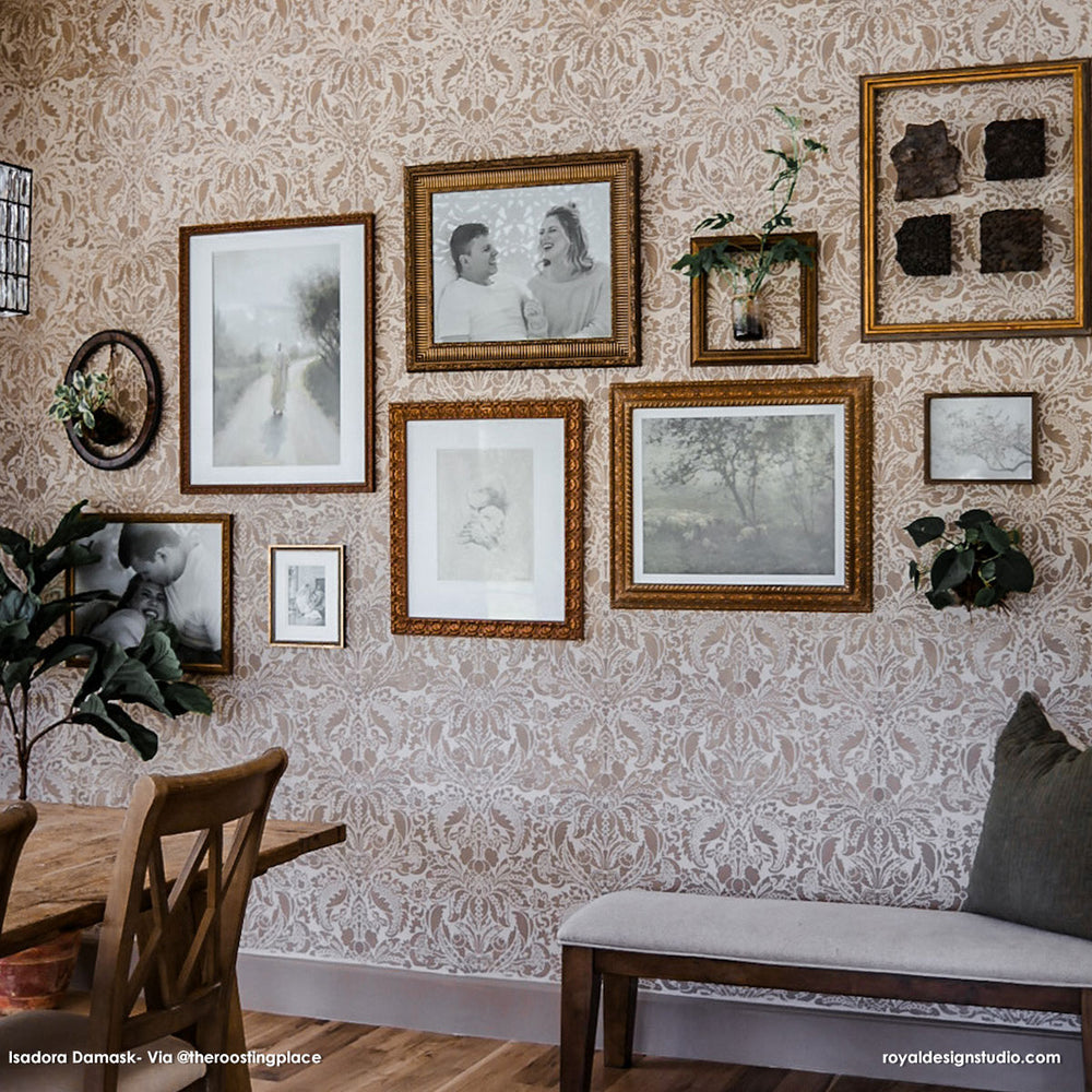 Large Damask Wall Stencils - DIY Wallpaper Look