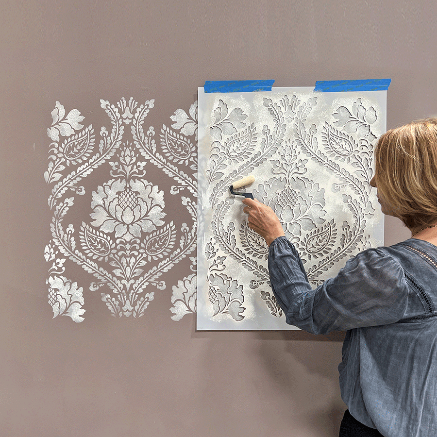 Large Floral Damask Wall Stencils for Painting DIY Wallpaper Pattern