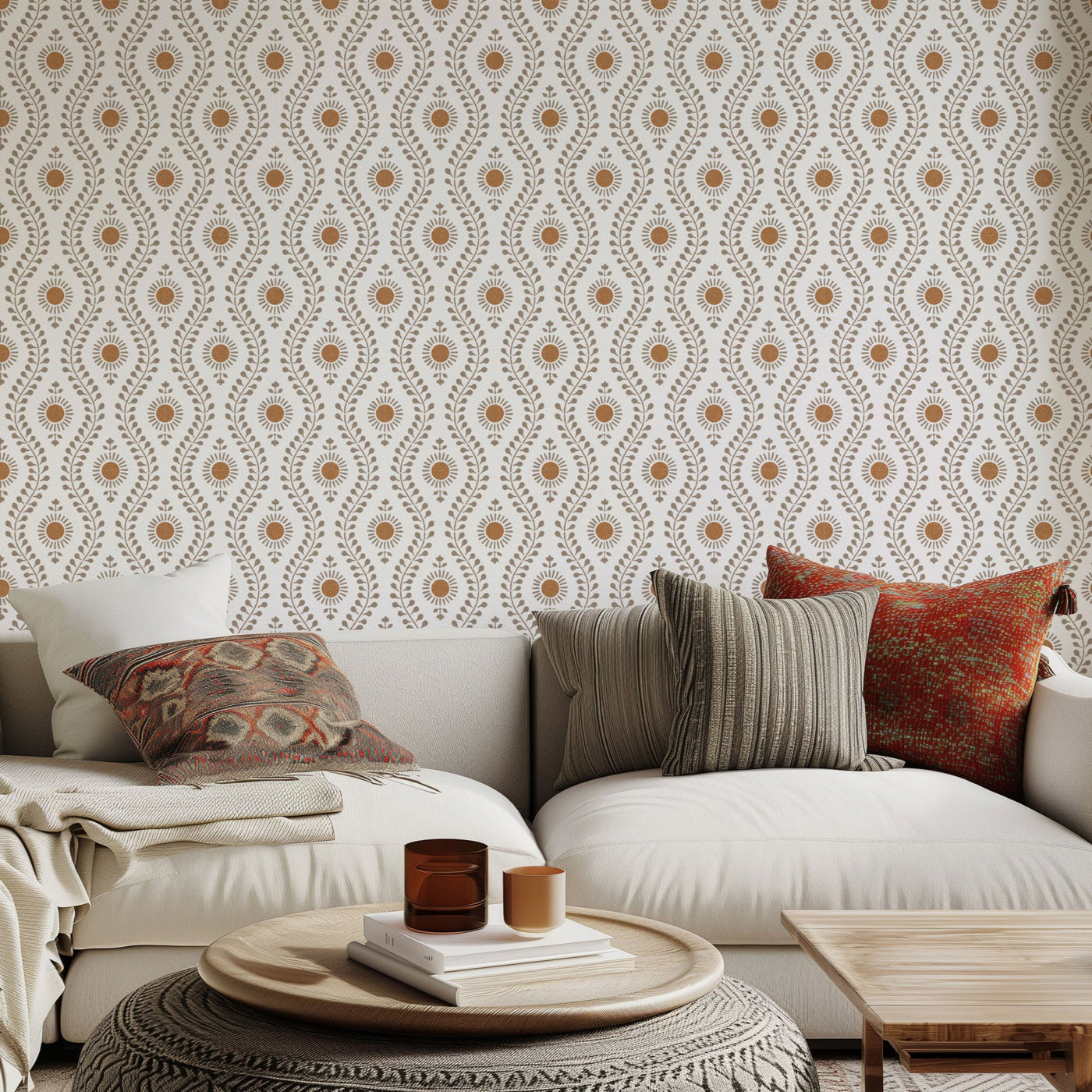 Indian Block Print Wall Stencil Pattern for Boho and Cottage Interiors