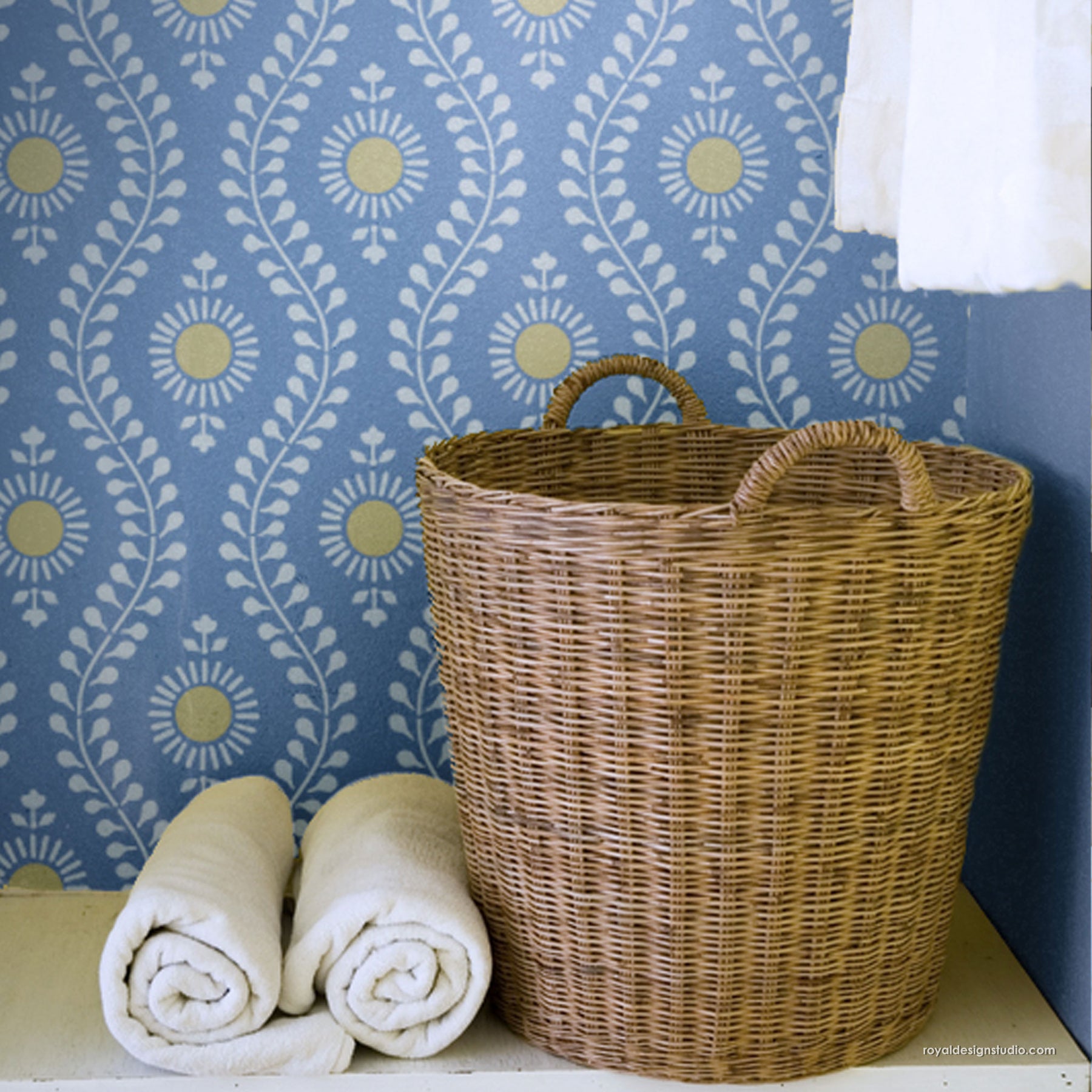 Indian Block Print Wall Stencil Pattern for Boho and Cottage Interiors