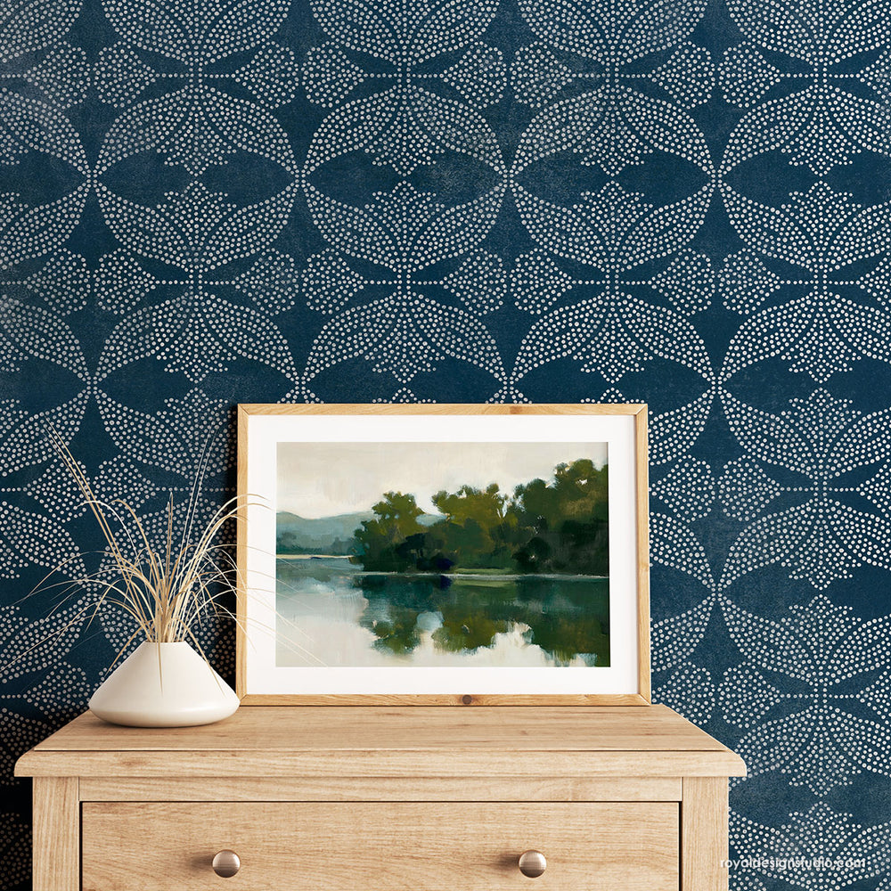 Floral Tribal Batik Allover Wall Stencil
