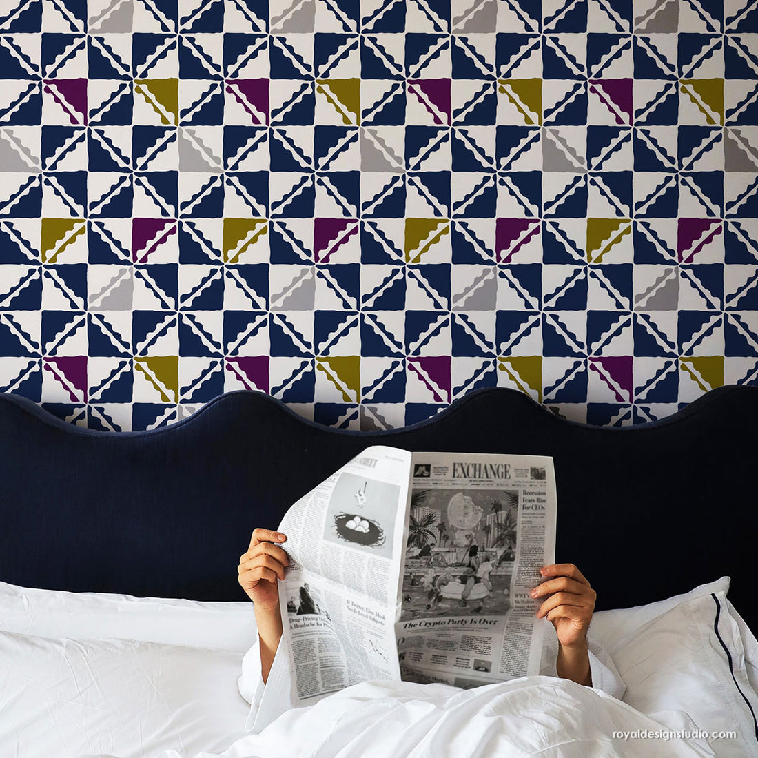 Modern Check Pattern Stencil-Large Wall Stencils for DIY Decor