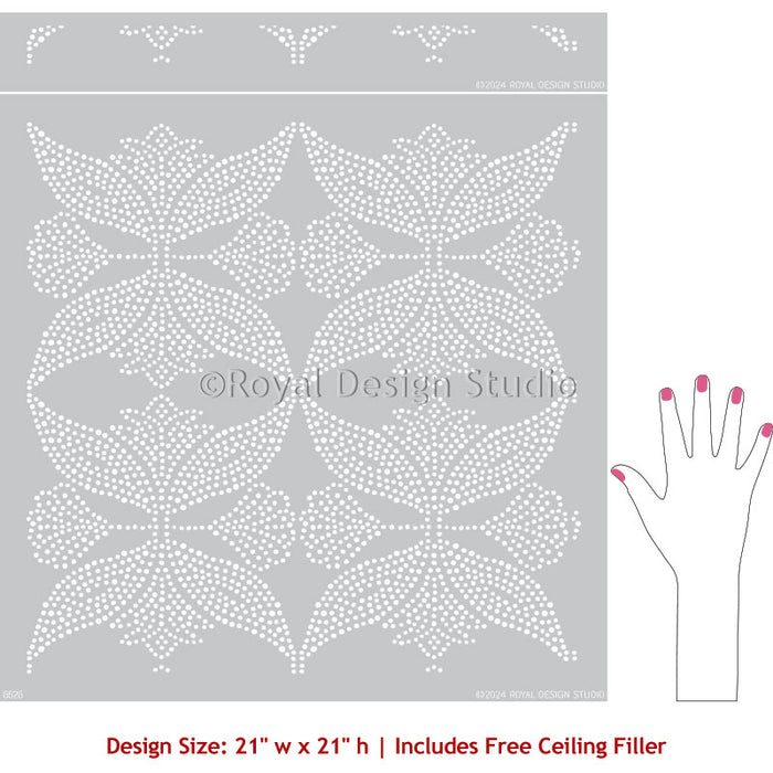 Floral Tribal Batik Allover Wall Stencil