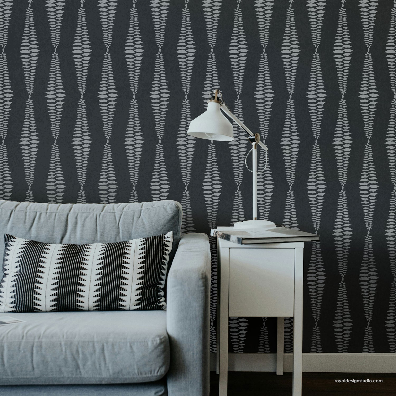 Stripe Stencils for Walls | Fern Stripe Wall Paint Stencil