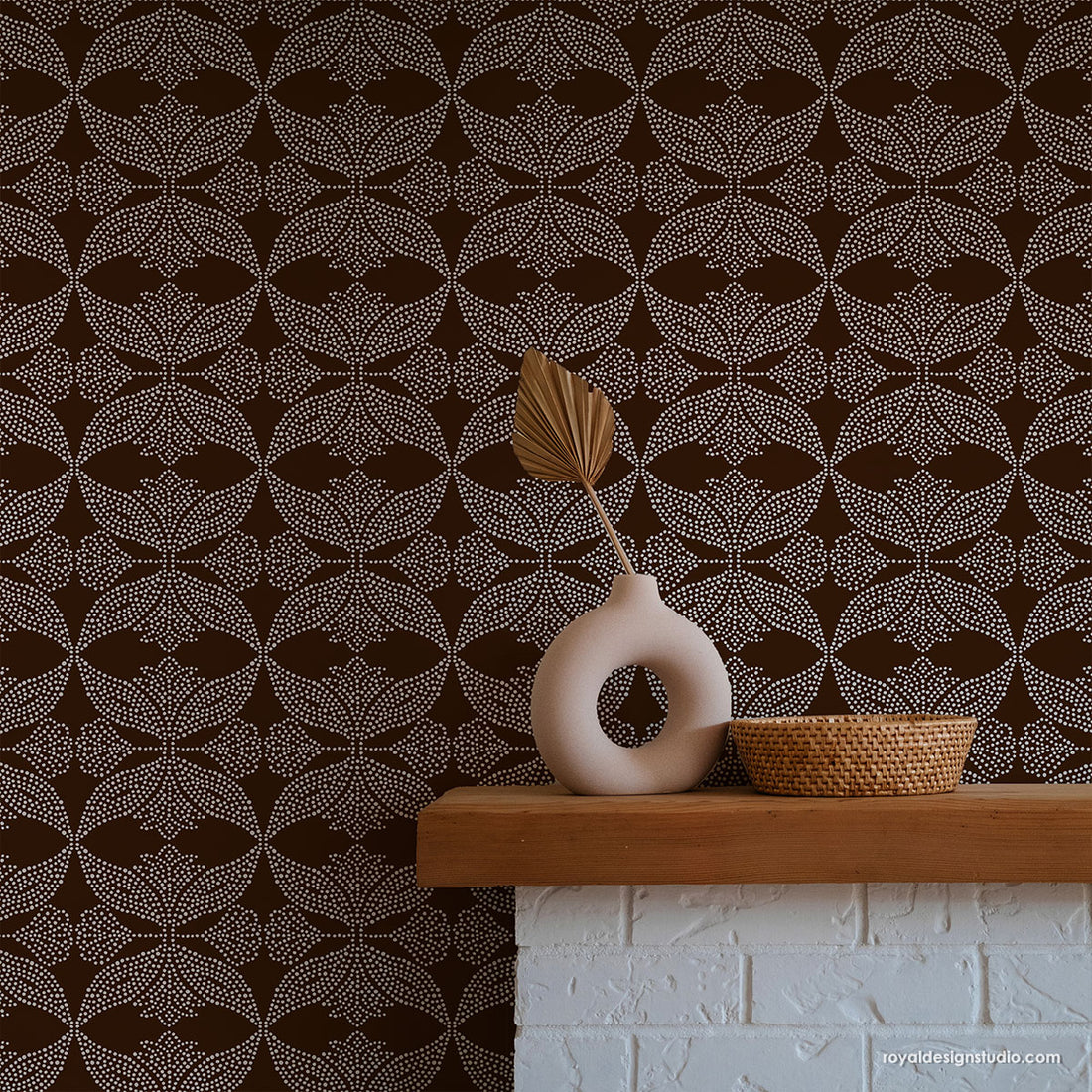 Floral Tribal Batik Allover Wall Stencil