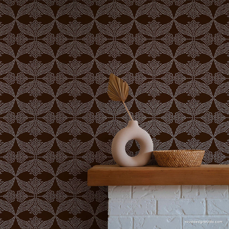 Floral Tribal Batik Allover Wall Stencil