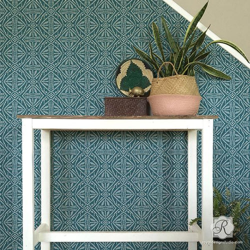 African Tribal Batik Allover Wall Stencil