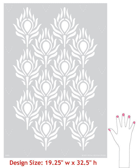 Peacock Fancy Allover Stencil for DIY Wall and Furniture Stenciling ...