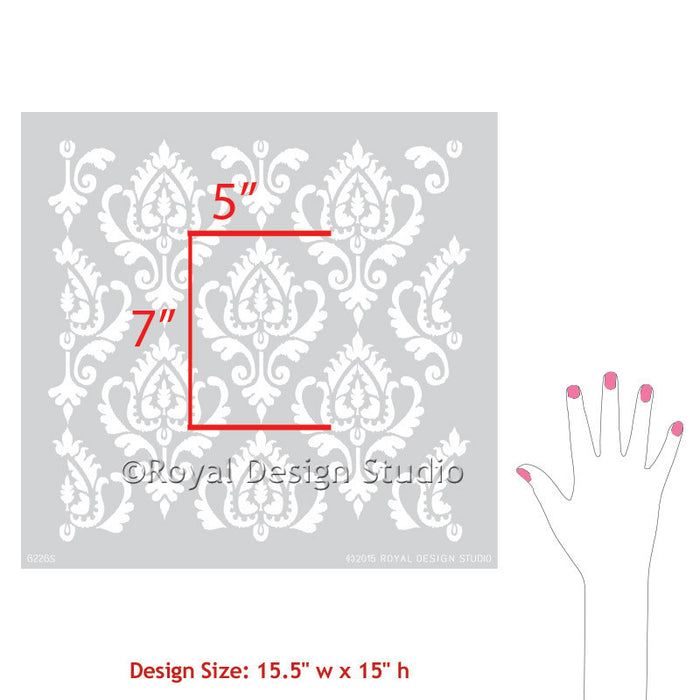 Ethnic Ikat Damask Stencil Pattern for Walls & Furniture Stenciling