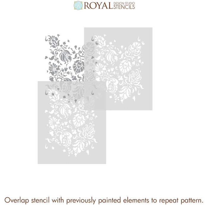 Wall Stencil | Small Allover Brocade Stencil