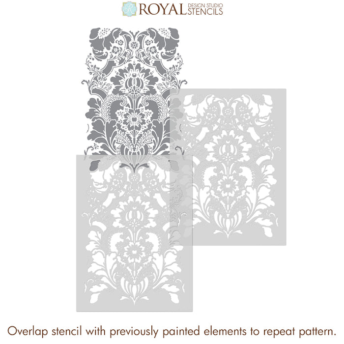 Large Floral Damask Wall Stencils - DIY Wallpaper Look