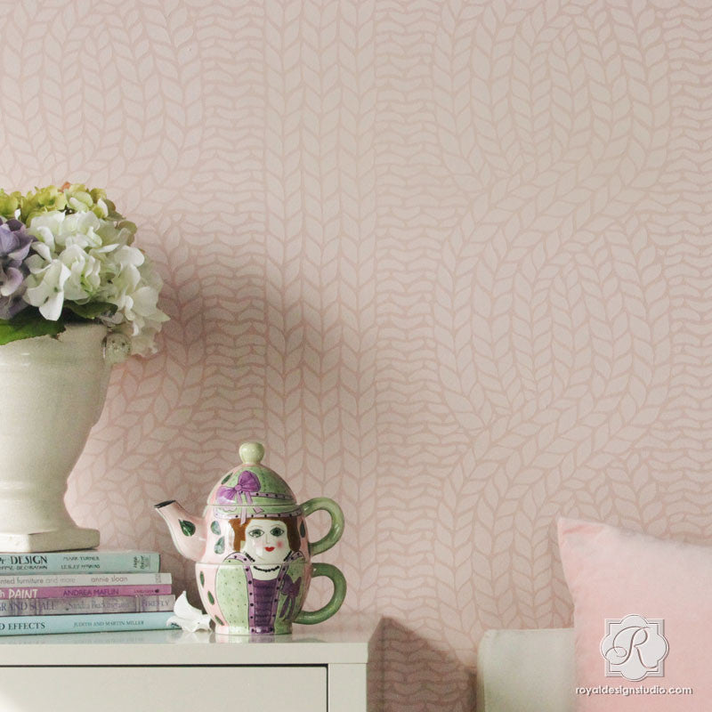 Chunky Cable Knit Wall Stencils - Woven Texture Designs Painting Walls ...