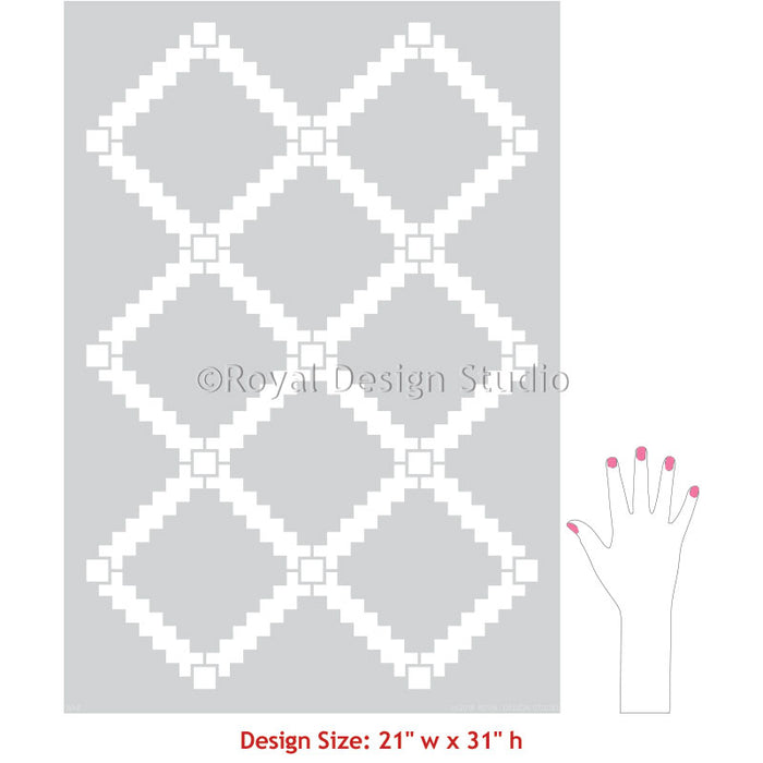 Geometric Tile Stencils - DIY Floor Stencils - Moroccan Stencils
