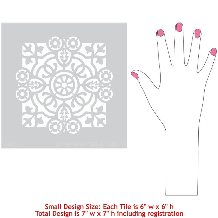 Geometric Pattern Tile Stencils for Floors or DIY Kitchen Backsplash