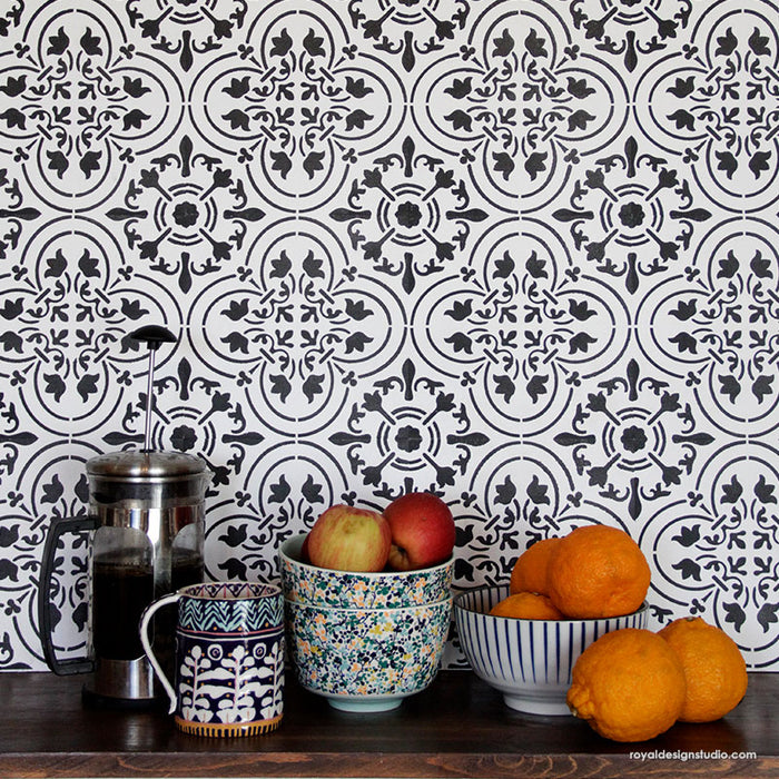 Tiled Floor Stencils - Painted Tile Stencils - Tile Painting Stencil