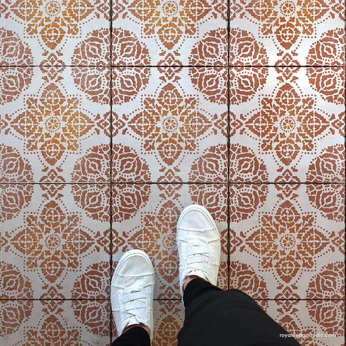 Large Tile Stencils for Painting Floor Tiles - Concrete Floor Stencils