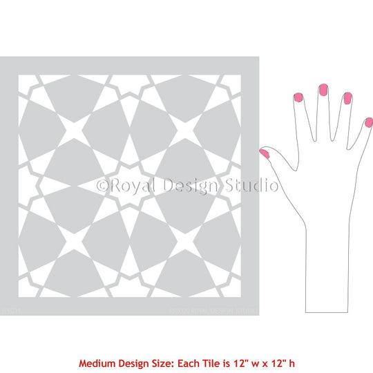 Geometric Pattern Tile Stencils - DIY Painting Concrete Porch Designs ...