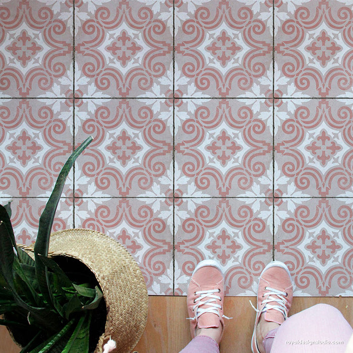 Geometric Pattern Tile Stencils - DIY Painting Concrete Porch Designs