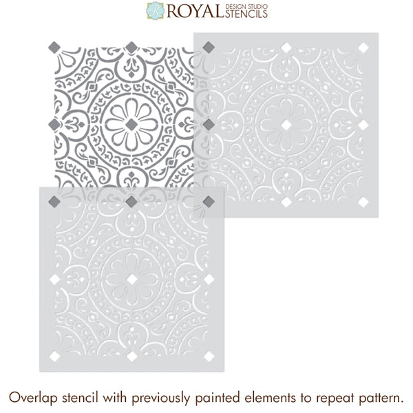 Geometric Pattern Tile Stencils - DIY Painting Concrete Porch Designs