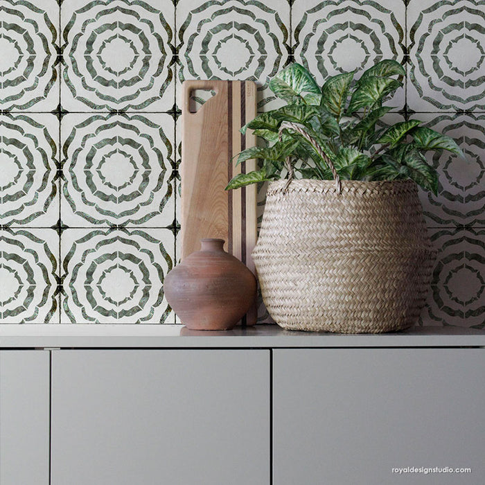 Geometric Pattern Tile Stencils - DIY Painting Concrete Porch Designs