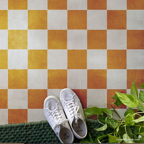 Checkered Square Tile Stencils - DIY Painting Nursery Stencil Designs