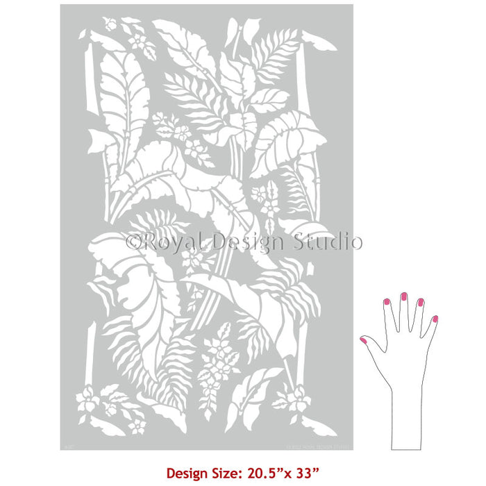 Palm Tree Leaves Wall Stencils for Boho Decor - Better than Wallpaper