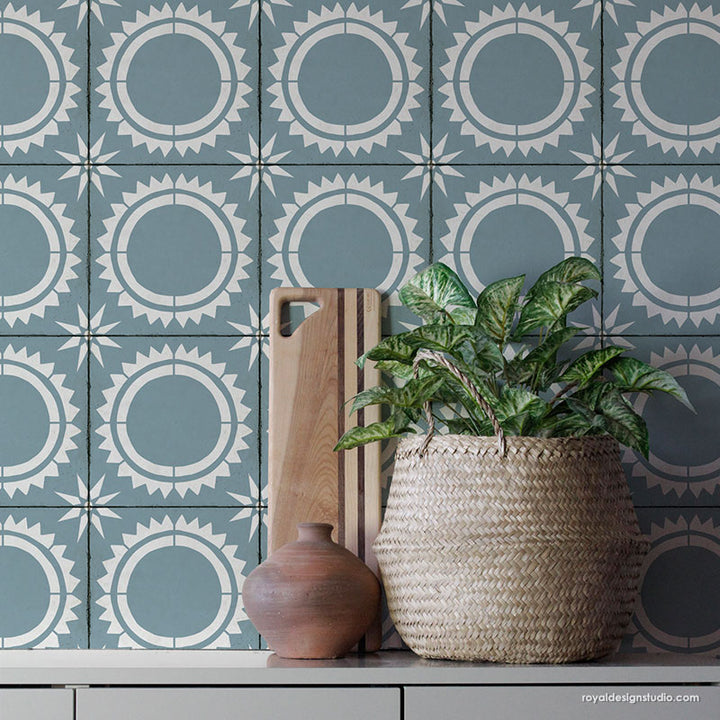 Geometric Pattern Tile Stencils - DIY Painting Concrete Porch Designs ...