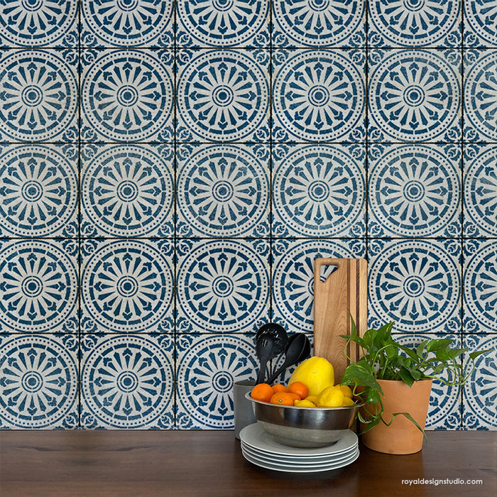 Tiled Floor Stencils - Painted Tile Stencils - Tile Painting Stencil