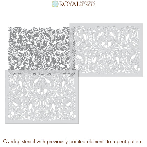 Large Damask Wall Stencils - DIY Wallpaper Look