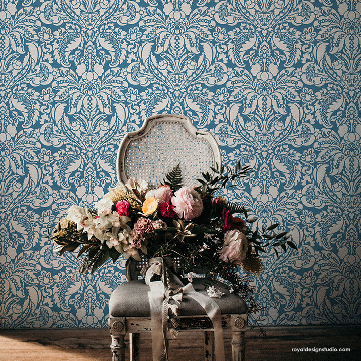 Large Damask Wall Stencils - DIY Wallpaper Look – Royal Design Studio ...