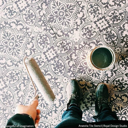 Large DIY Tile Stencils for Painting Walls and Floors