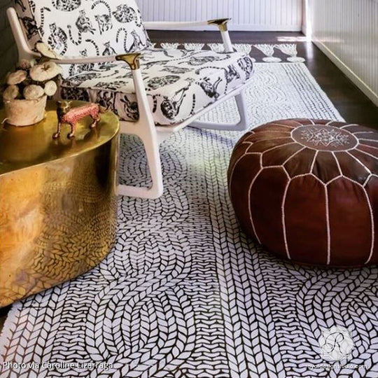 Chunky Cable Knit Wall Stencils - Woven Texture Designs Painting Walls ...