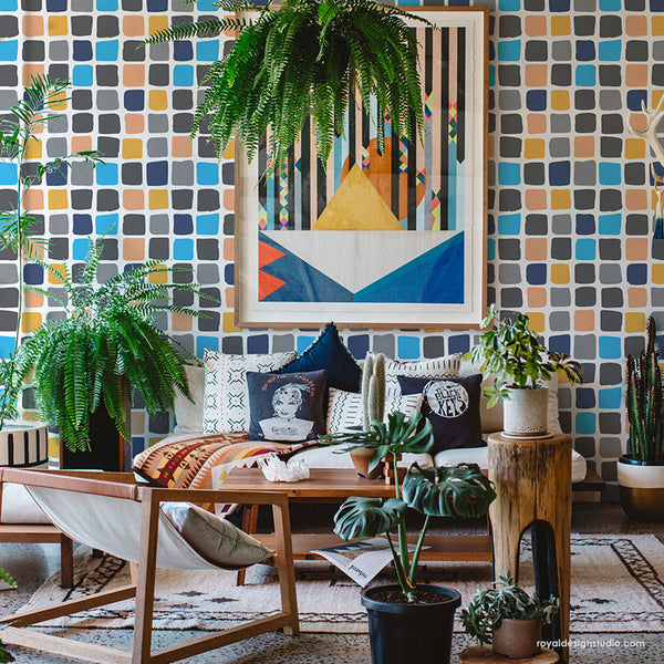 Modern Stencils, Geometric Wall Art, Tile Stencils for Painting Floors