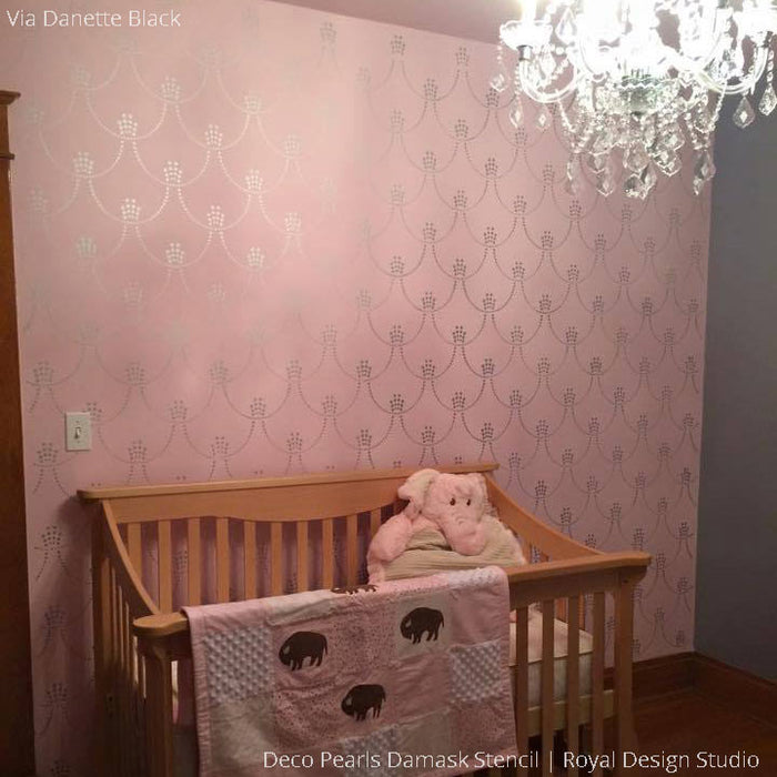 Art Deco Pearls Wall Damask Stencil Pattern | DIY Wallpaper Look