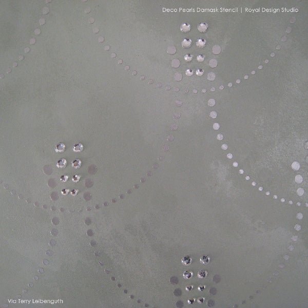Art Deco Pearls Wall Damask Stencil Pattern | DIY Wallpaper Look