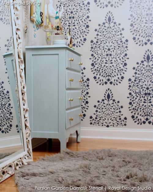 Persian Garden Damask Wall Stencil for Painting walls and Furniture