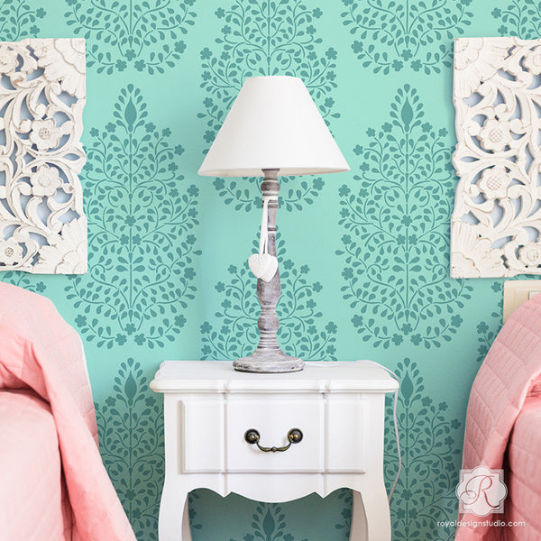 Persian Garden Damask Wall Stencil for Painting walls and Furniture