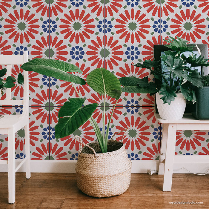 Geometric Pattern Tile Stencils - DIY Painting Concrete Porch Designs
