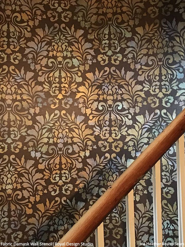 Large Damask Wallpaper Stencil | Fabric Damask Wall Stencil