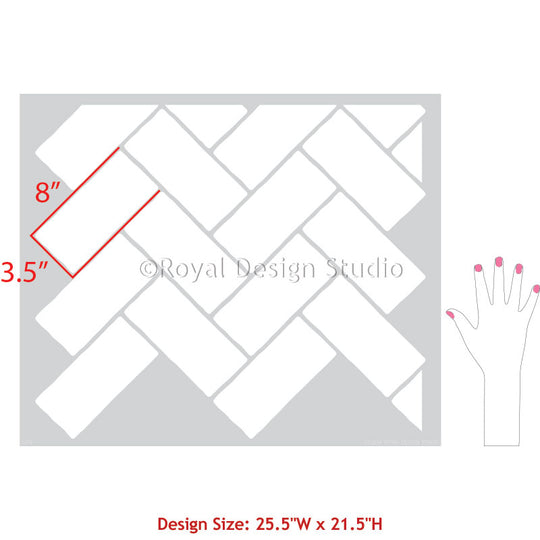 Wall Pattern Stencils | Faux Brick Wall with Herringbone Design – Royal Design Studio Stencils