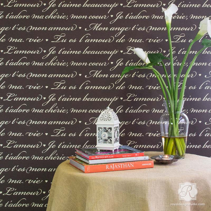 French Love Letters Wall Stencils | Stenciling for DIY Home Decor