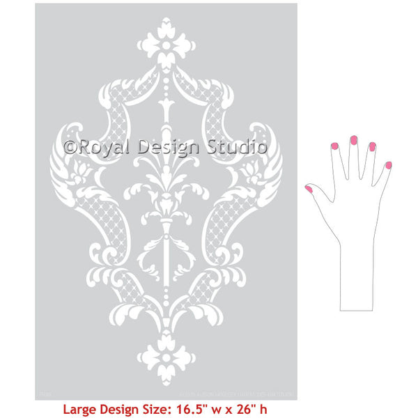 Large Damask Wall Stencils for DIY Italian Home Decor