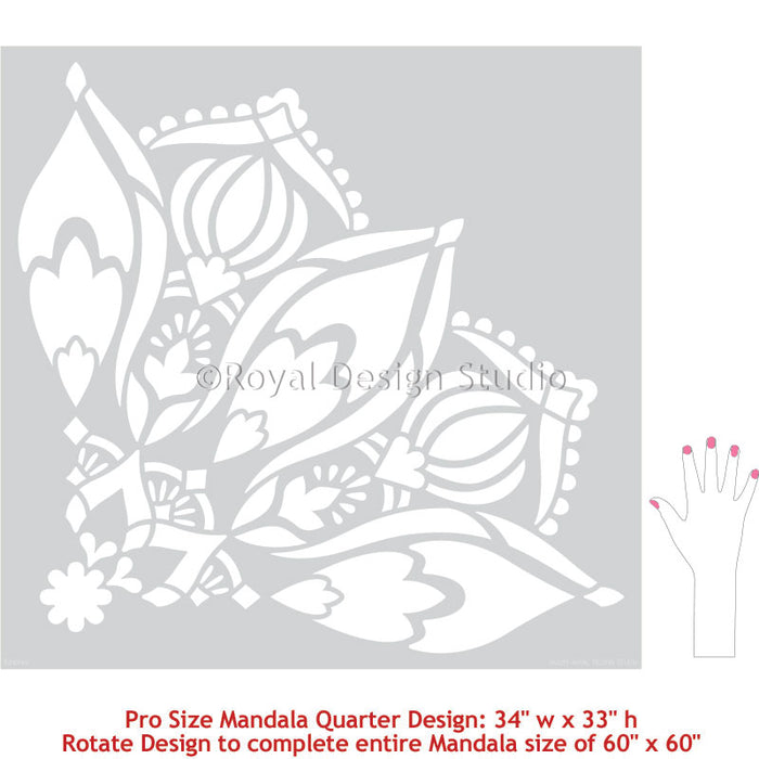 Large Mandala Wall Art Stencils for Painting Boho Bedroom Mural Design