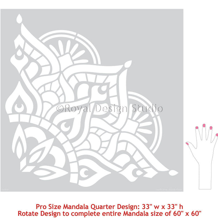 Large Mandala Wall Art Stencils for Painting Boho Bedroom Mural Design