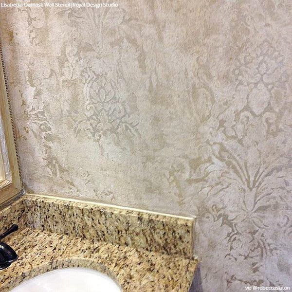 Large Floral Damask Wall Stencils - DIY Wallpaper Look
