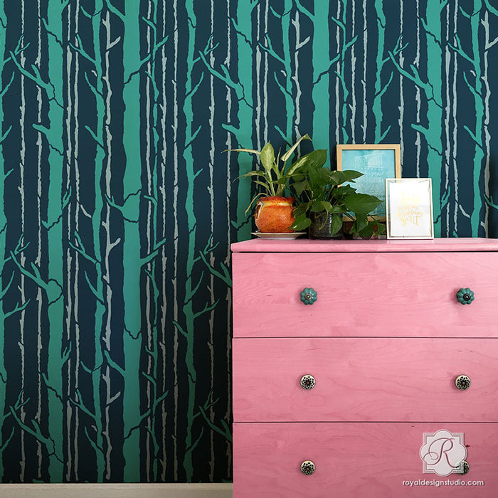 Tree Branches Wallpaper Wall Stencils for Painting - DIY Wall Patterns