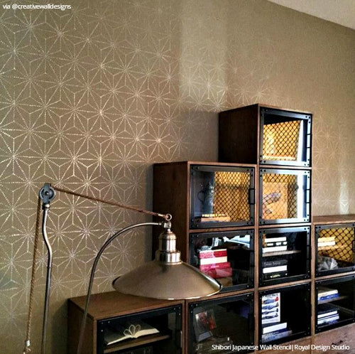 Asian Shibori Pattern as Wall Stencils for Painting