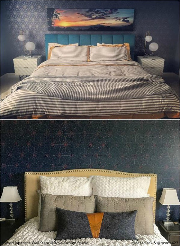 Asian Shibori Pattern as Wall Stencils for Painting